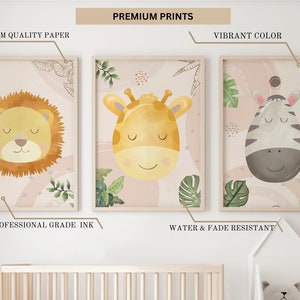 Boho Safari Art Children's Bedroom Nursery Wall Art Print | Animal ...