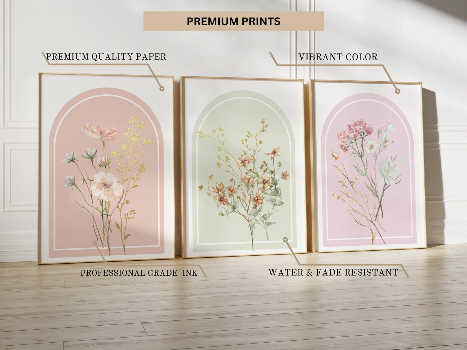 Watercolor Flower Prints Set of 3, Wildflowers Floral Art, Gallery Wall ...