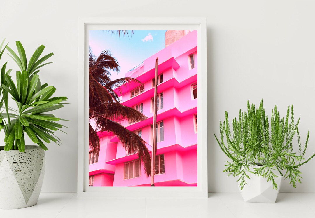 Miami Beach Print Miami Art Hot Pink Miami Building Hot Pink Miami ...