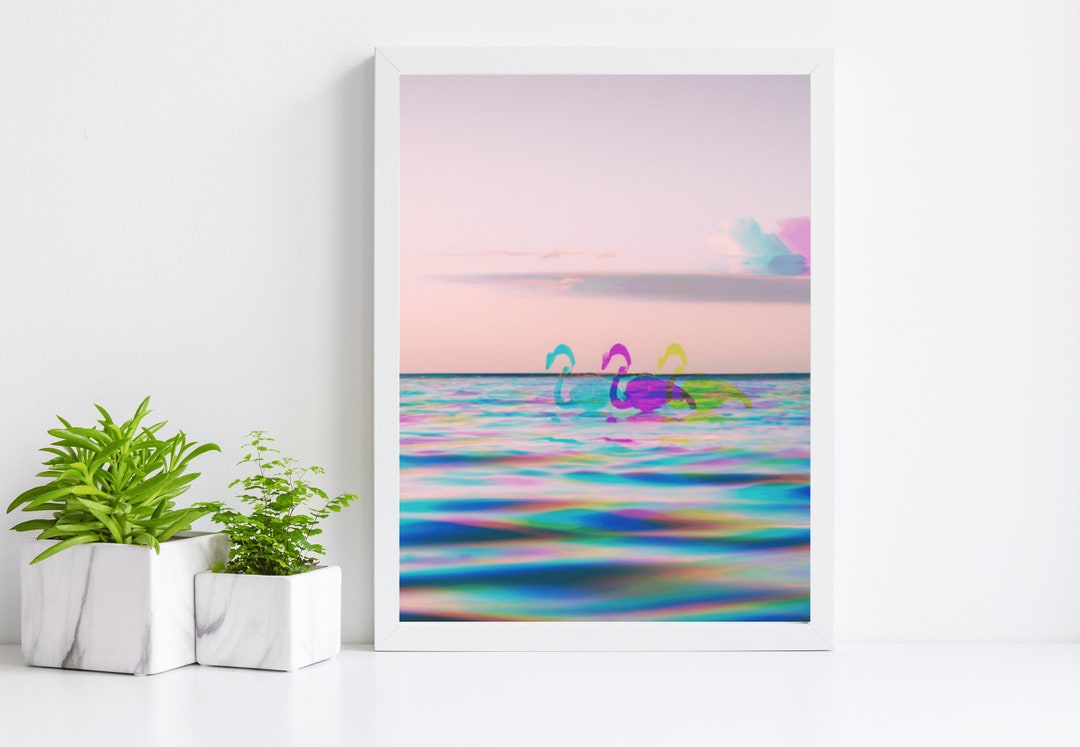 Trippy Flamingo Dreifarbiger Flamingo Electic Print Flamingo Druck ...