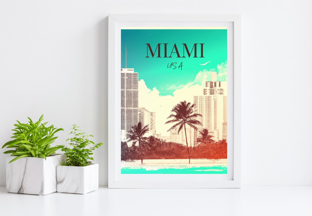 Miami Print Miami Art Miami Travel Poster Miami Skyline Miami Beach ...