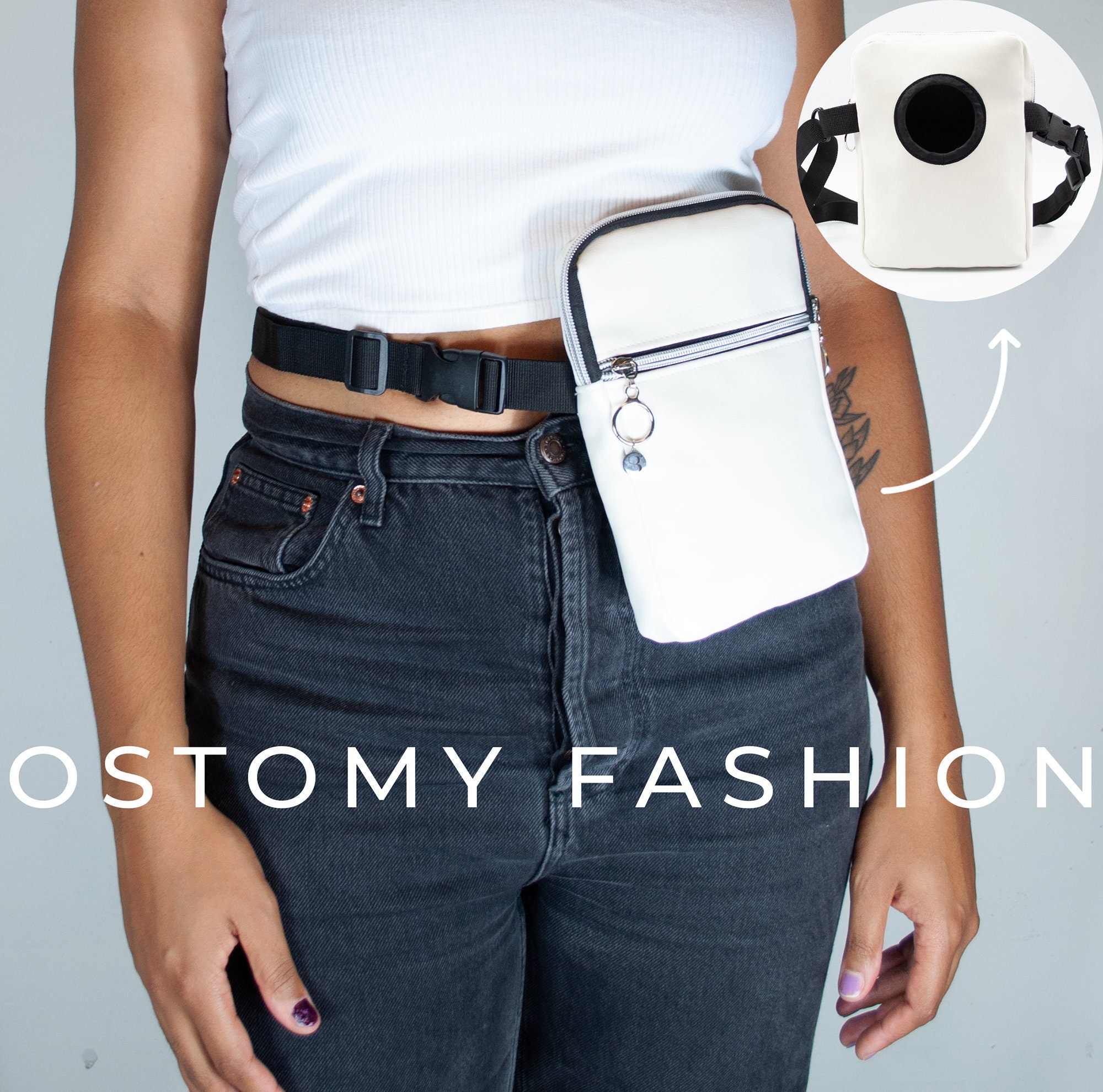 Ostomy Stoma Pouch Cover Stoma Fashion Heuptasje Wit PU Leer Met ...