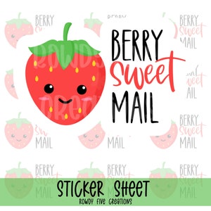 Berry Sweet Mail Stickers, Strawberry Happy Mail Stickers, Small ...