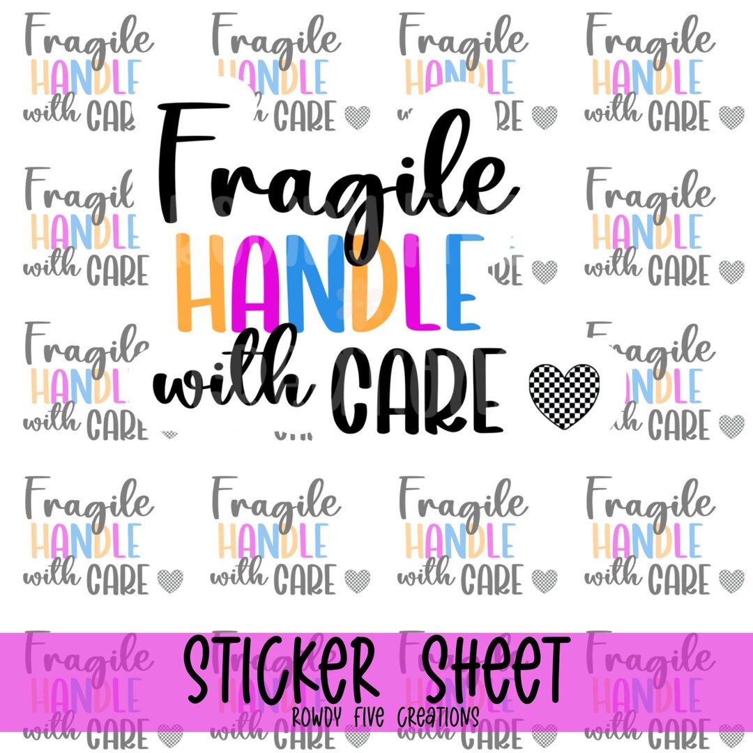 Fragile Handle With Care Stickers, Retro Happy Mail Stickers, Small ...