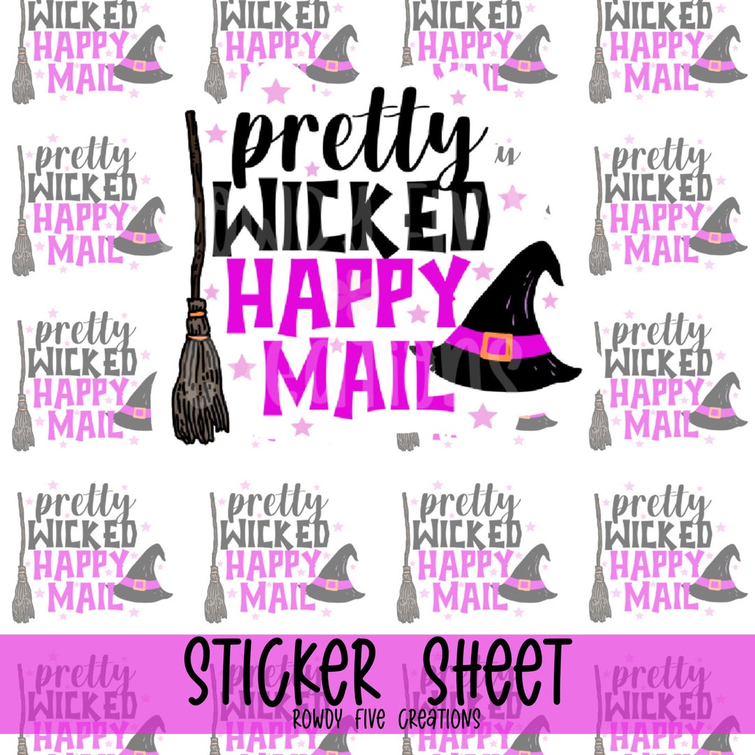 Pretty Wicked Happy Mail Halloween Stickers, Small Business Shipping ...