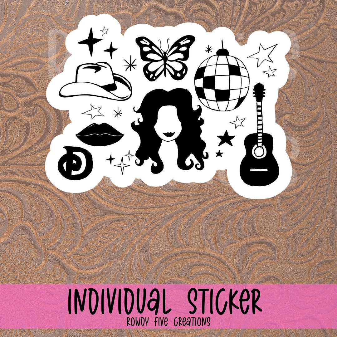 Dolly Parton Doodle Sticker, Water Bottle Sticker, Country Western ...