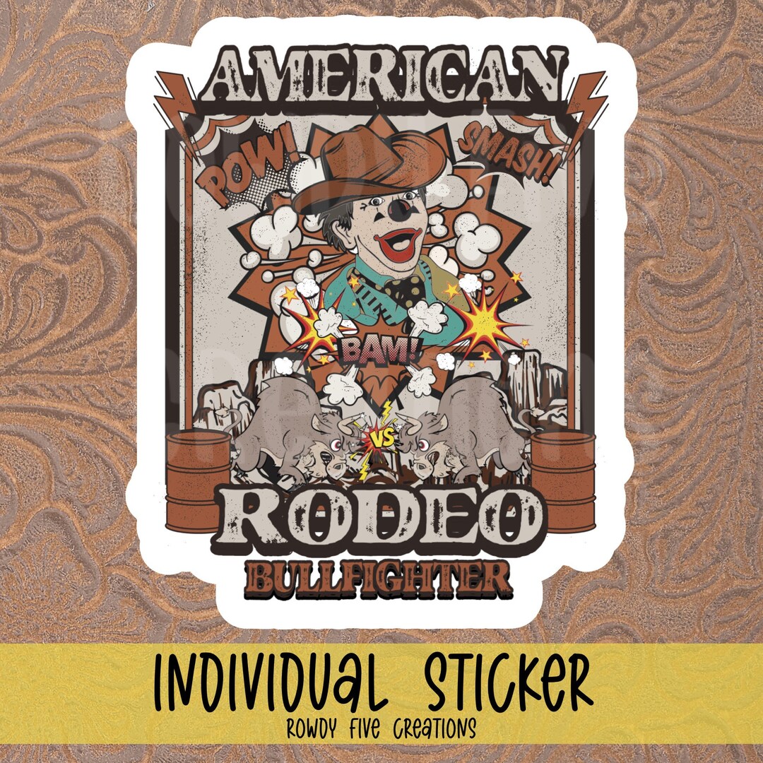 American Rodeo Bullfighter Sticker, Water Bottle Sticker, Rodeo Clown ...