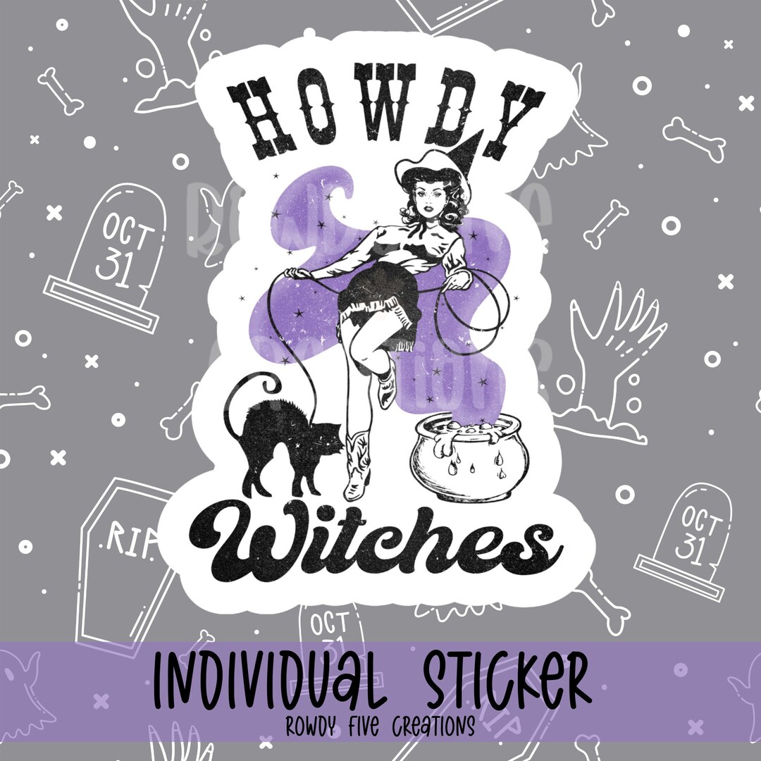 Howdy Witches Sticker, Halloween Sticker, Water Bottle Sticker, Water ...