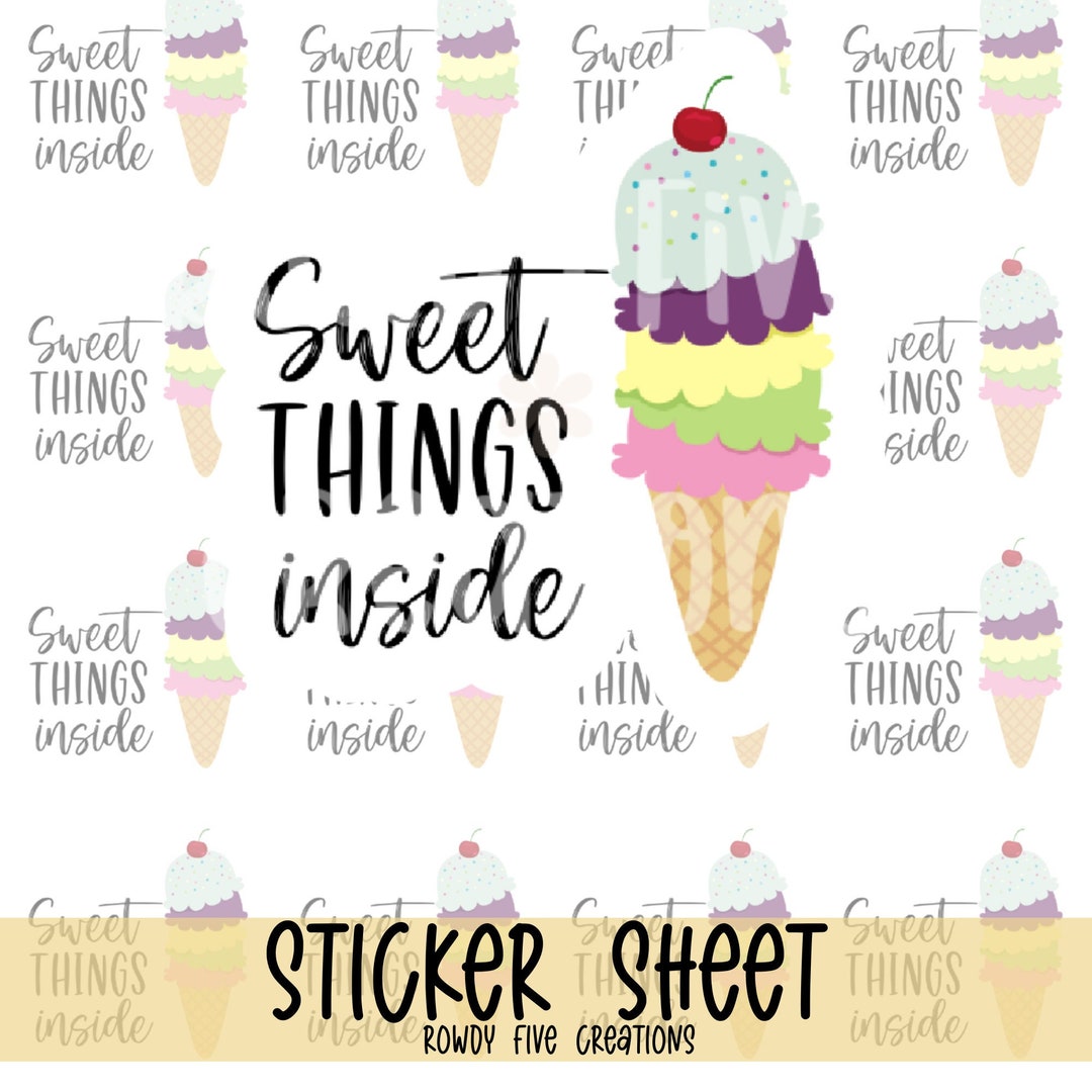 Sweet Things Inside Stickers, Ice Cream Happy Mail Stickers, Small ...