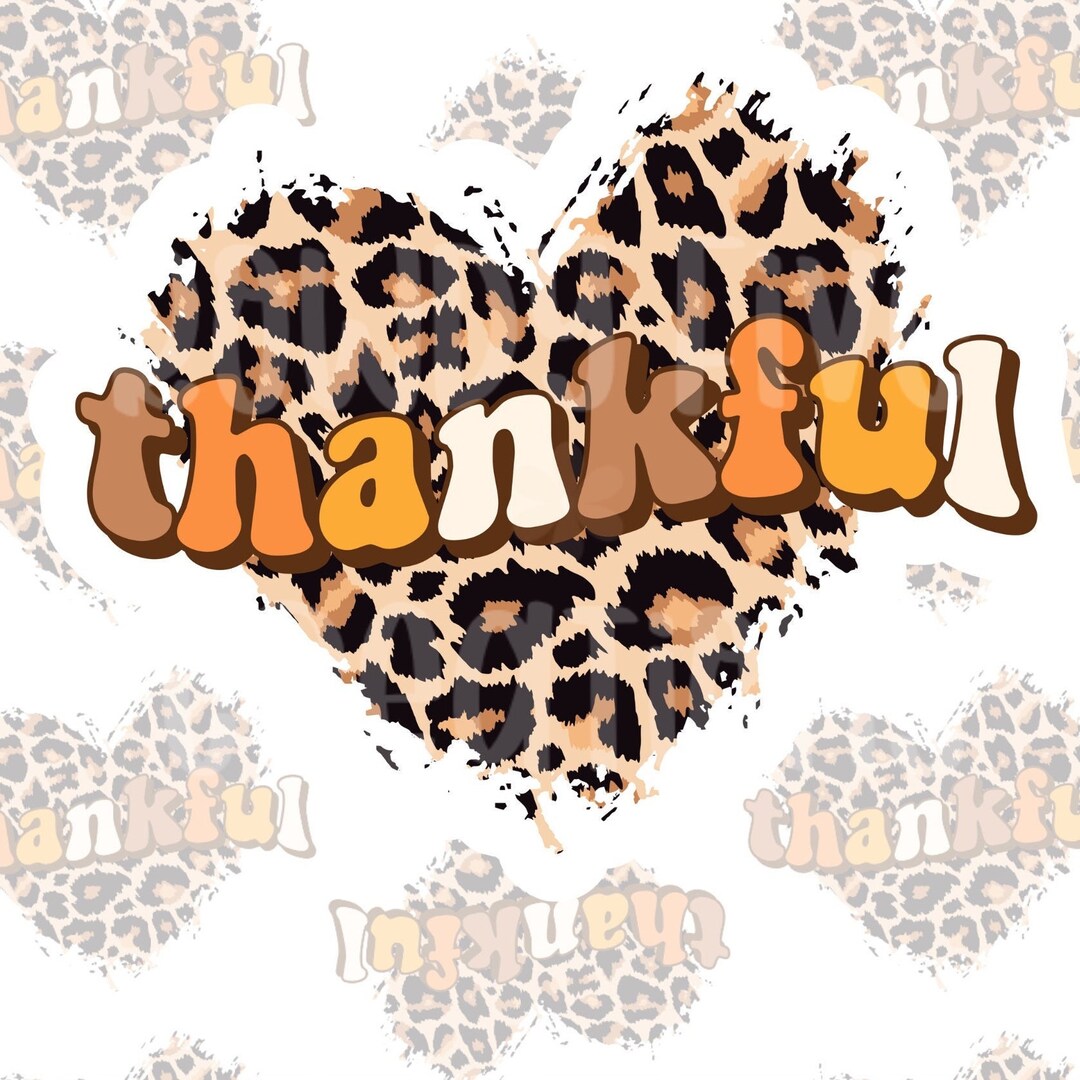 Thankful Stickers, Fall Leopard Heart Stickers, Autumn Thank You ...
