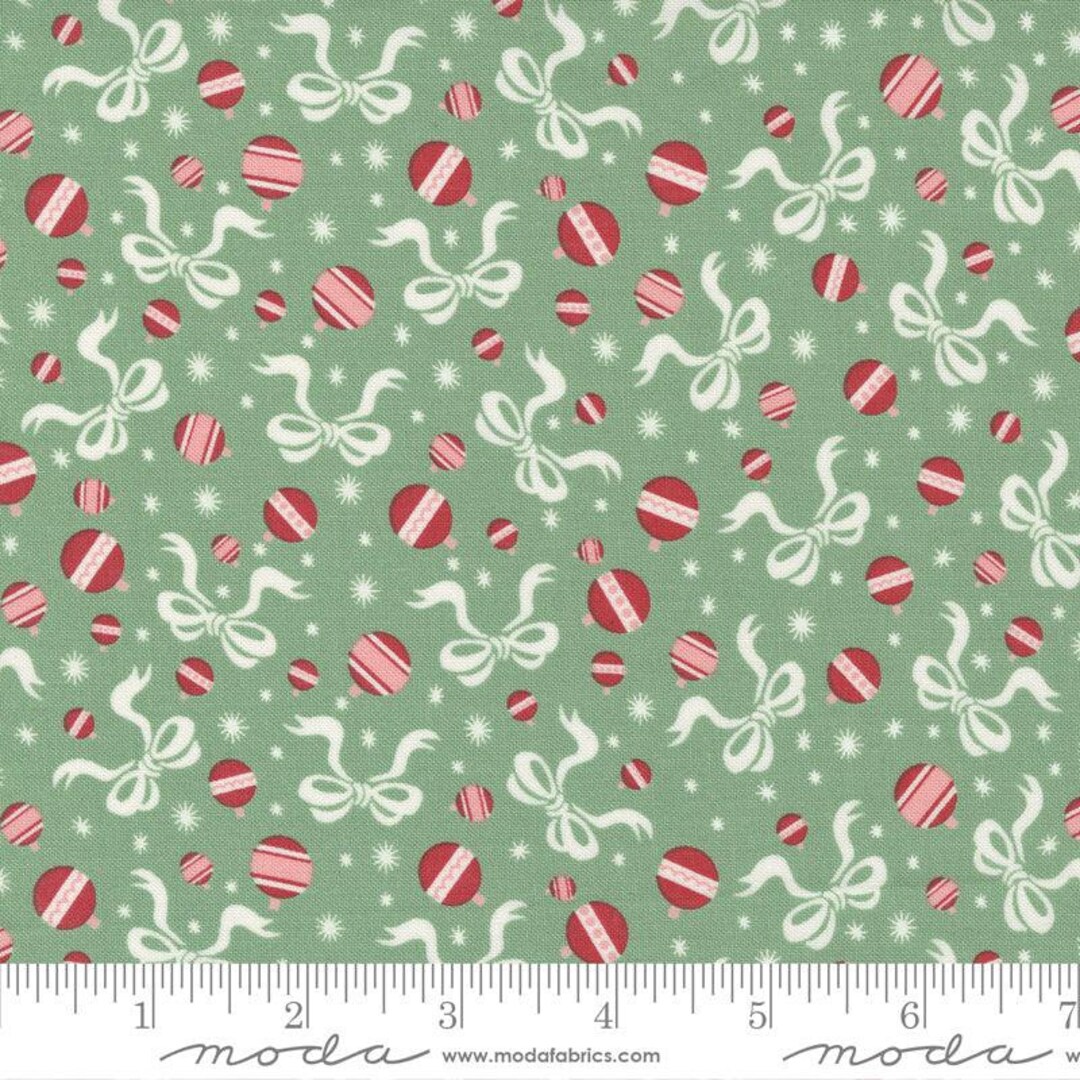 Vintage Inspired Bows and Ornaments on Green Holly Jolly by Urban Chiks ...