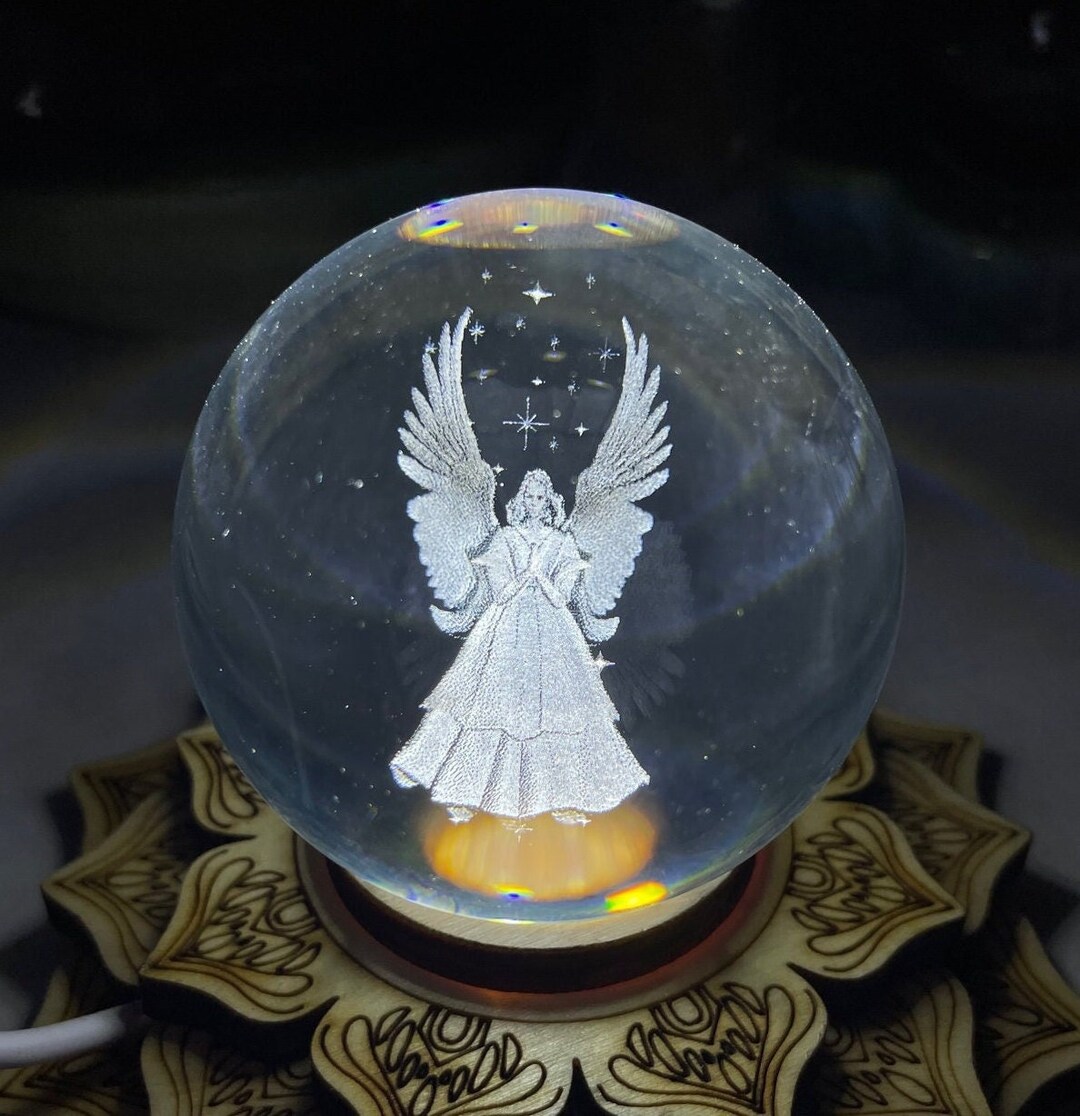 Beautiful 3D Laser Carved Angel Glass Sphere, Angel Sphere, 60mm - Etsy