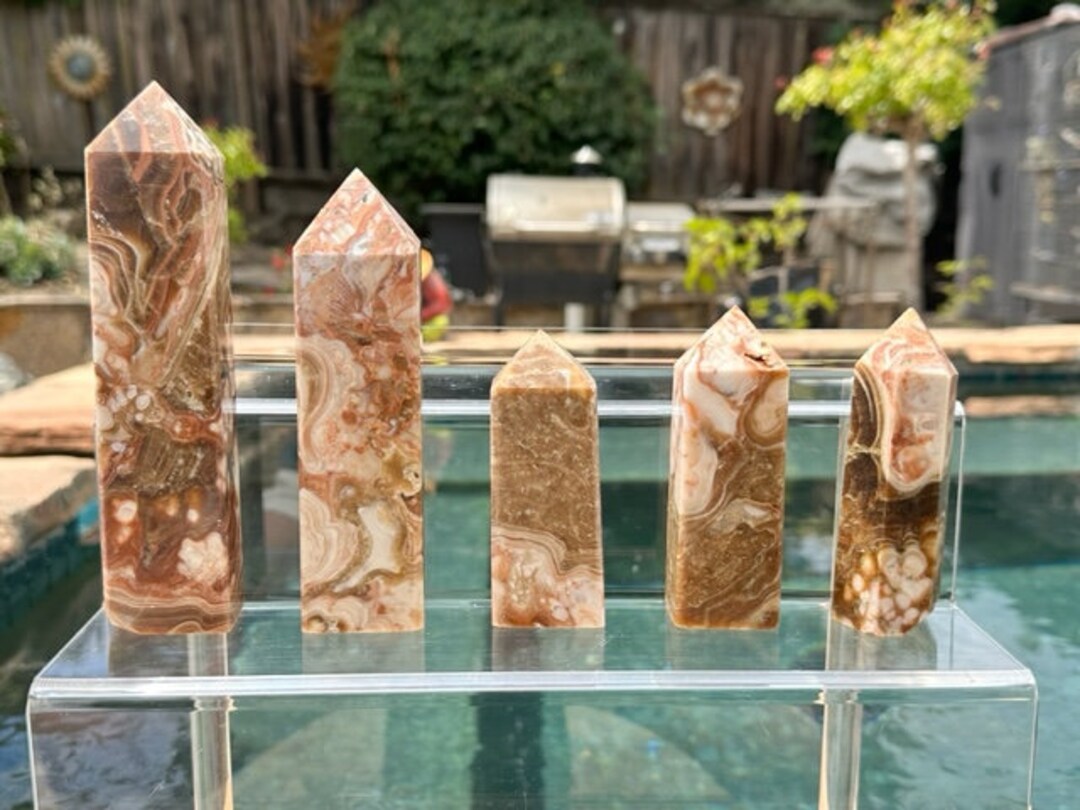 You Choose - Amber Agate Tower, Amber Flower Agate, Lace Agate - Etsy
