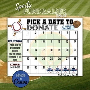 Editable Baseball Calendar Fundraiser Template | Clear the Board ...