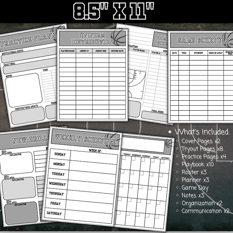 Basketball Planner, Coach Planner, Basketball Season Planner ...