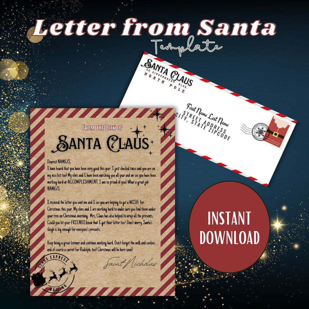 EDITABLE Letter From Santa Official Greeting Letter From Santa Letter ...
