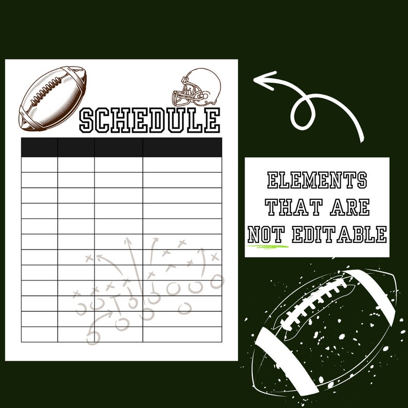 Editable Football Snack Sign up Sheet, Game Day Schedule Canva Template ...
