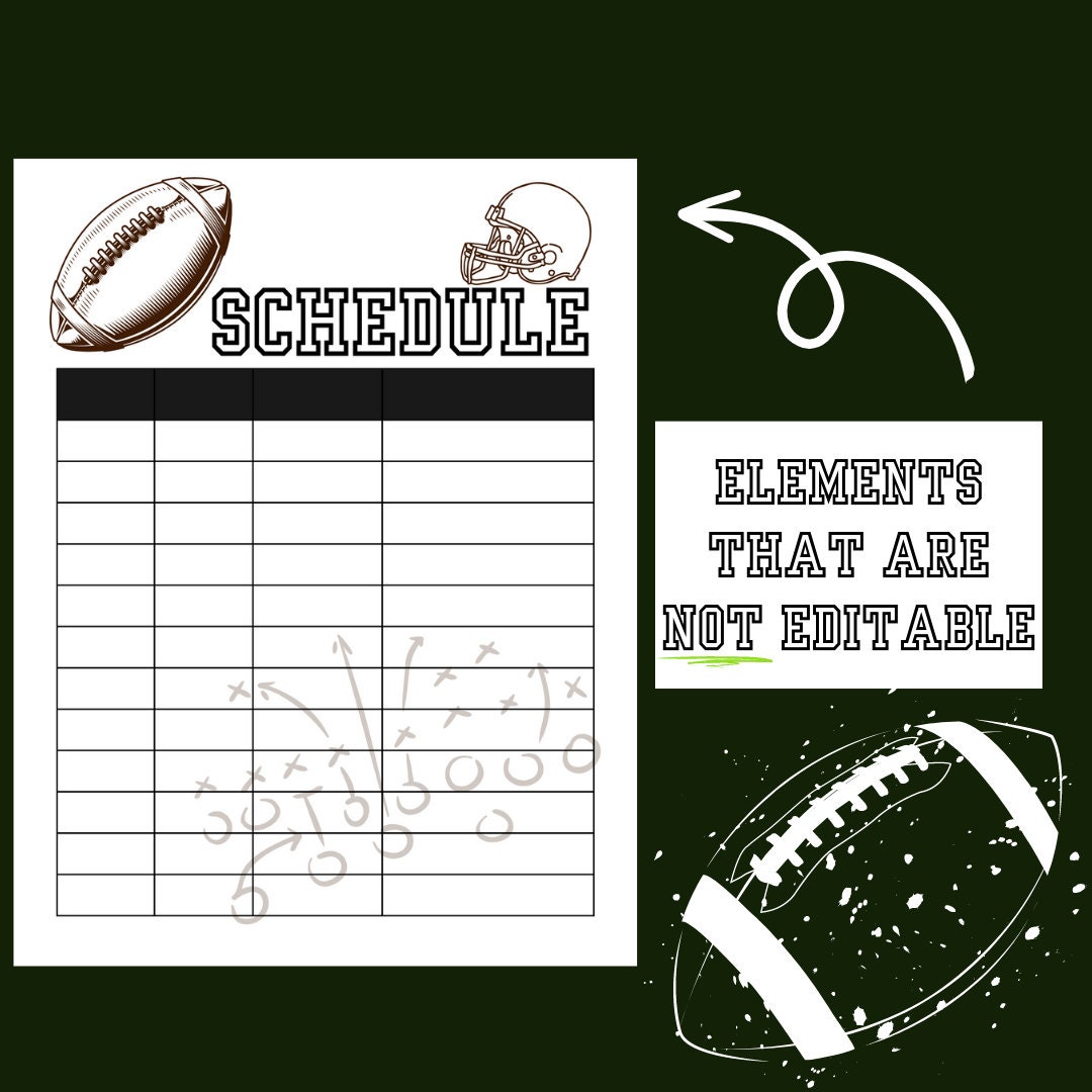 Editable Football Snack Sign up Sheet, Game Day Schedule Canva Template ...
