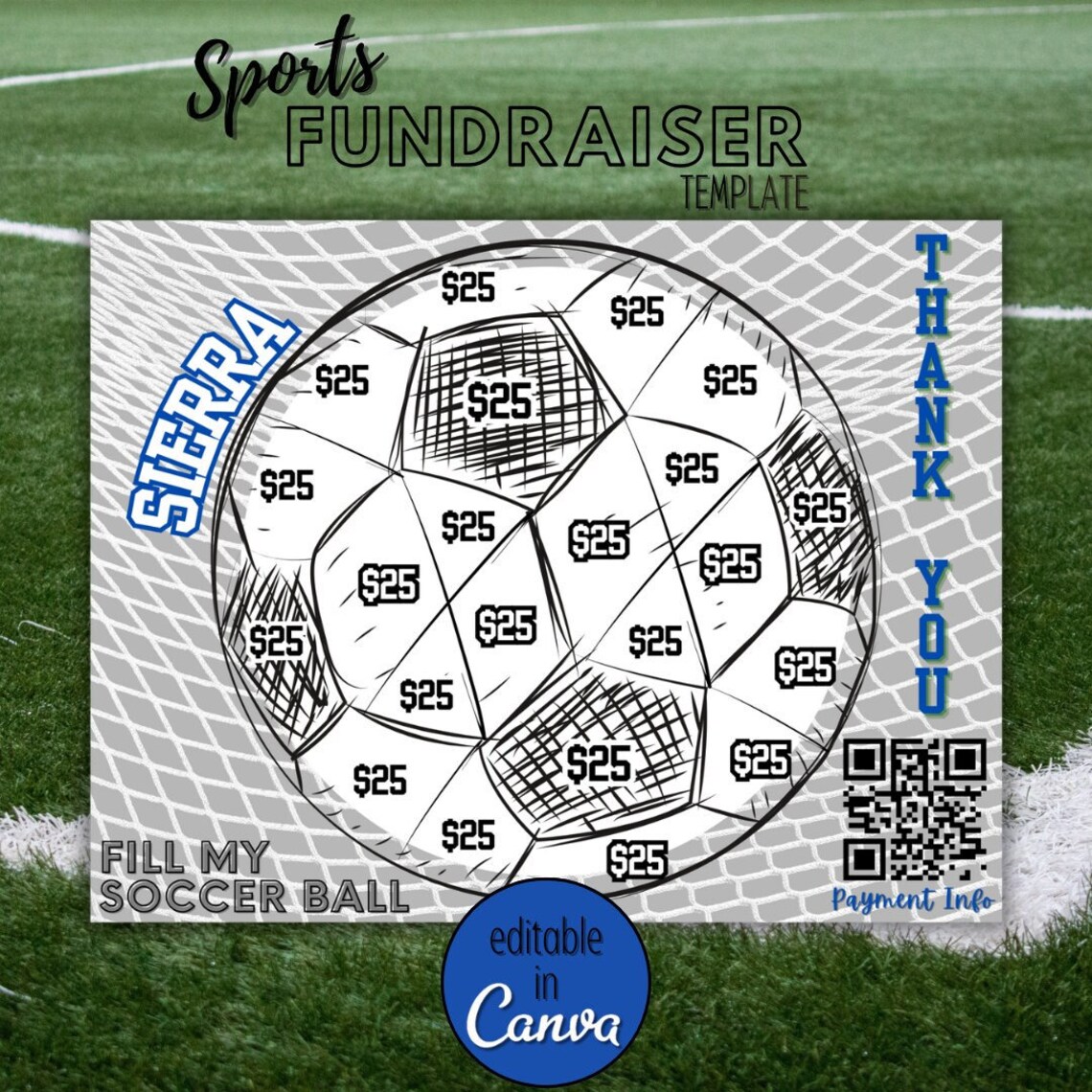 Editable Soccer Ball Fundraiser Template | Fill the Soccer Ball ...
