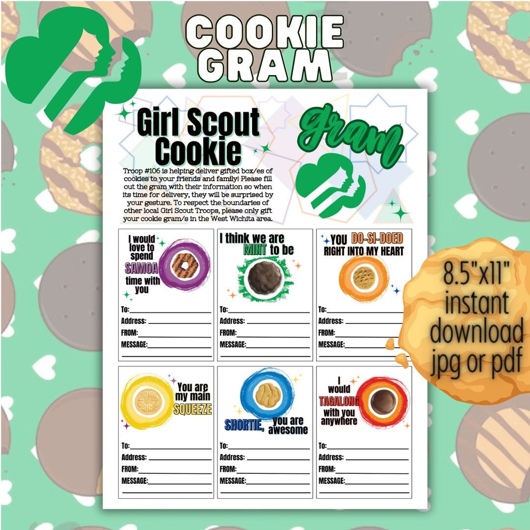 Editable Scout Cookie Gram Flyer Template, DIGITAL Scout Cookies, Scout ...