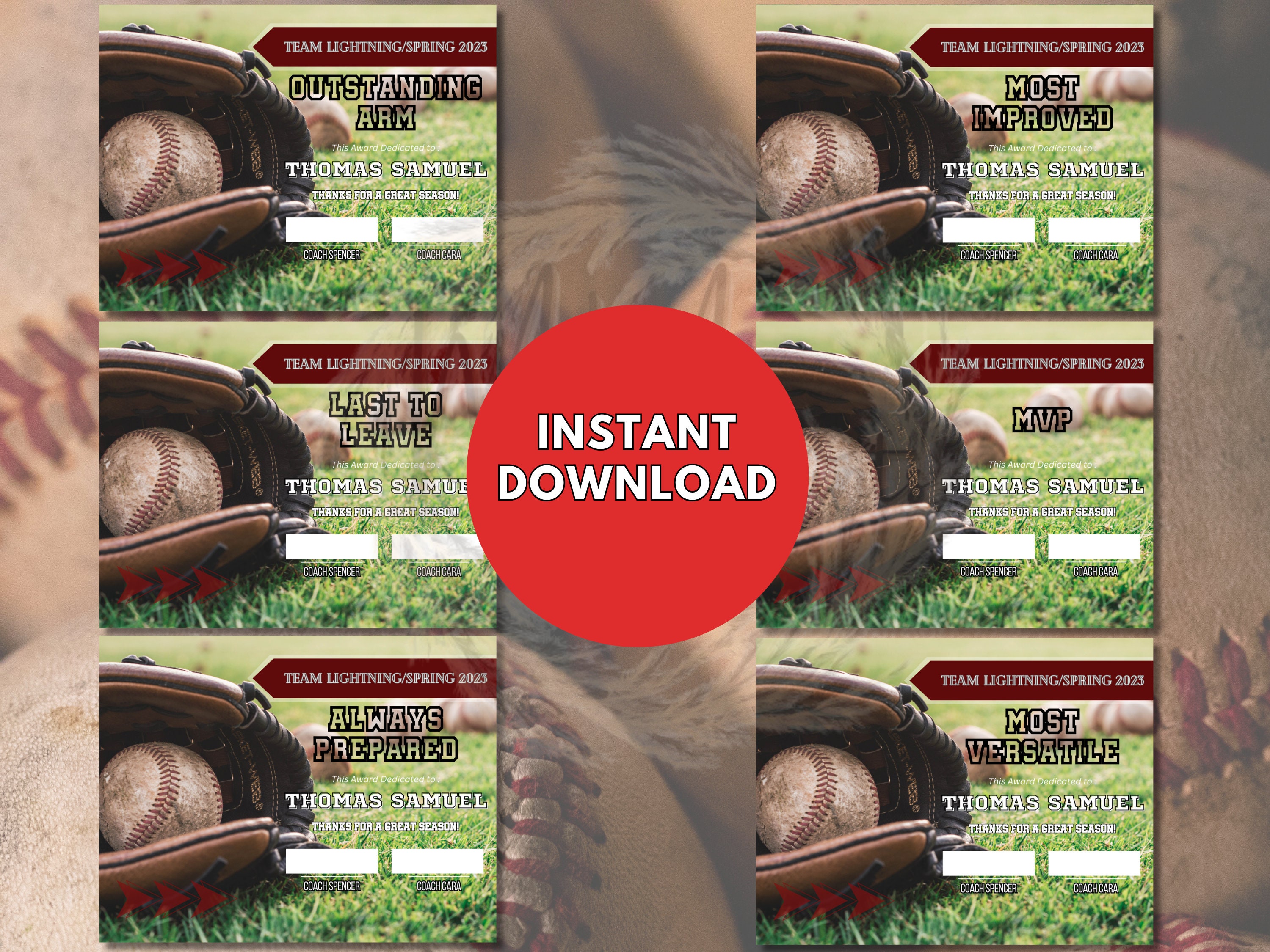 Editable Baseball Award Certificates Award Ceremony - Etsy