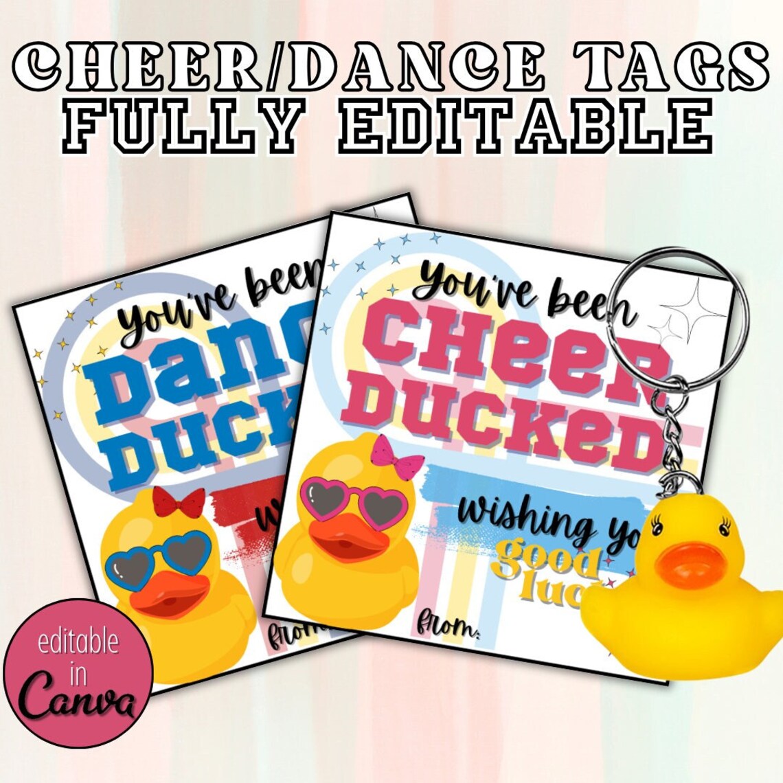 Editable You've Been Cheer Ducked Tag, Cheerleader Good Luck Treat Tag ...
