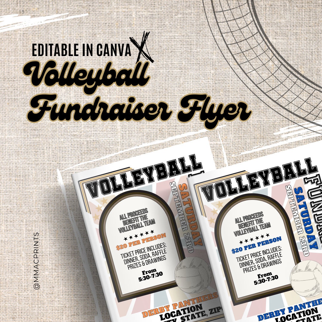 Custom Volleyball Fundraiser Flyer Printable Flyer Canva - Etsy