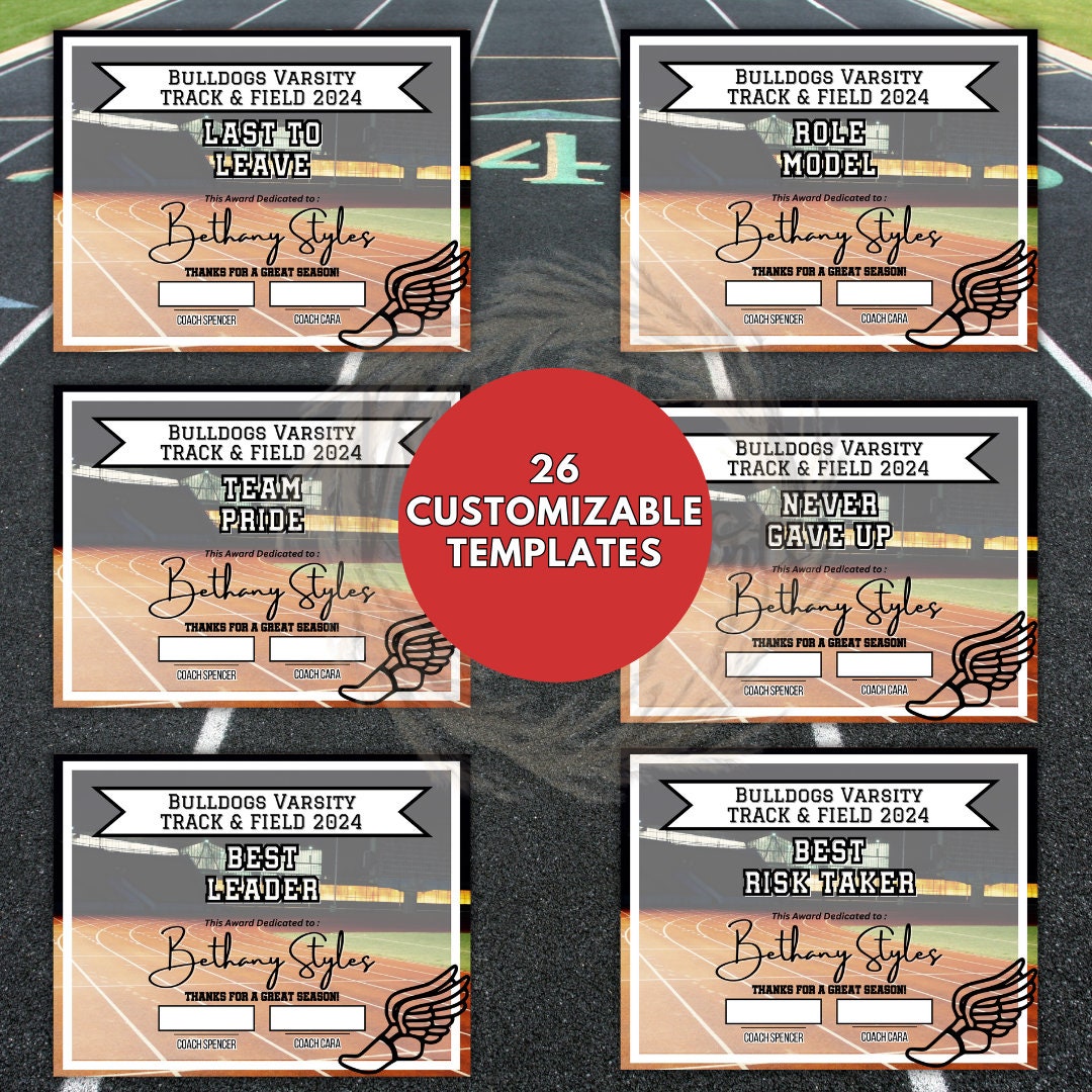 Track & Field Award Certificate Editable Award Ceremony Printable End ...