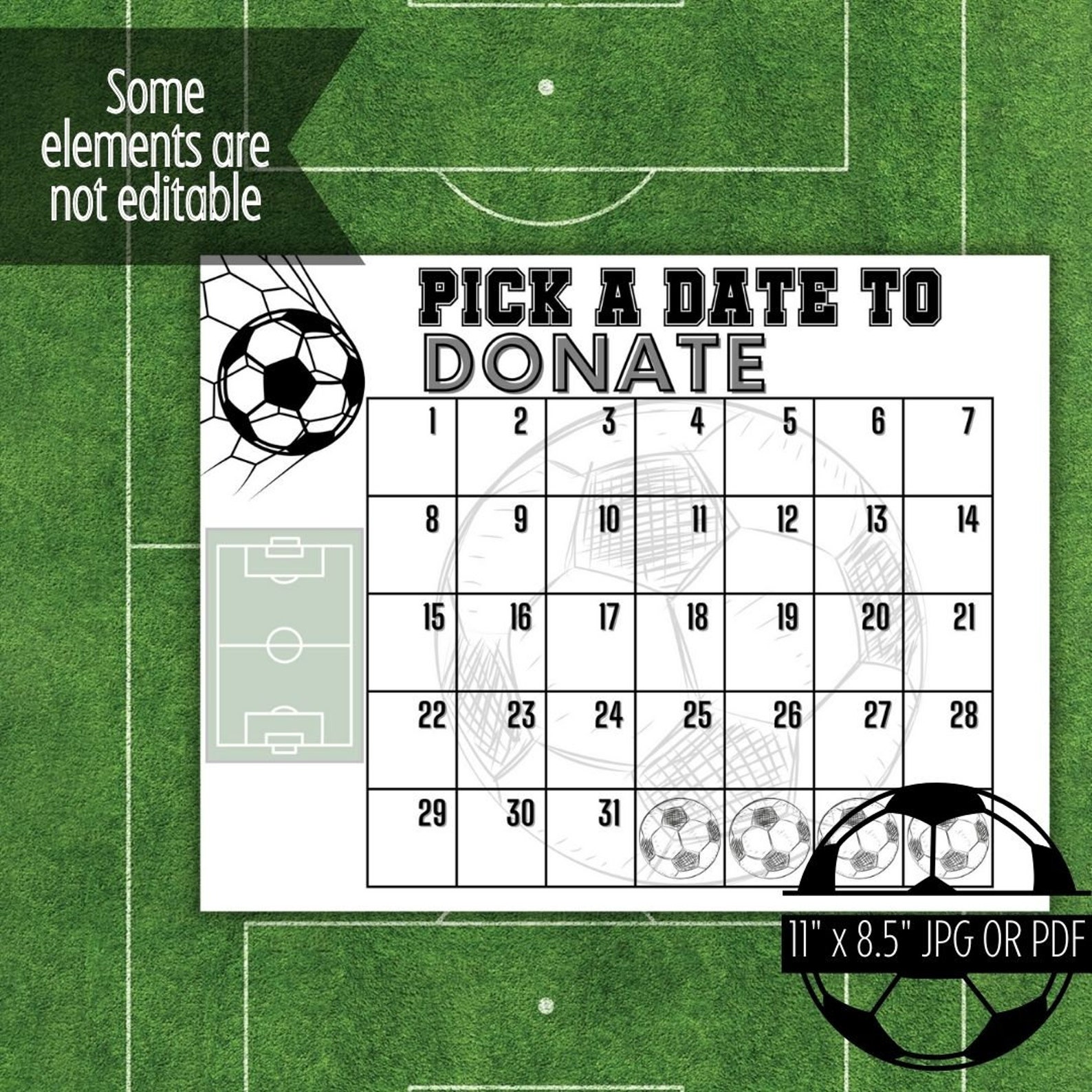 Editable Soccer Calendar Fundraiser Template | Clear the Board ...