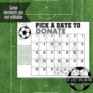 Editable Soccer Calendar Fundraiser Template | Clear the Board ...