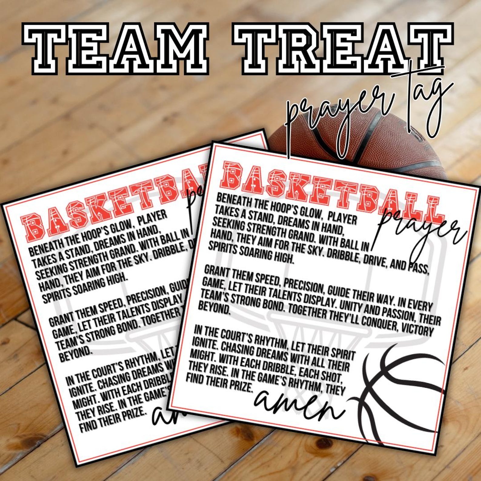 Basketball Treat Tags, Prayer Tags, Basketball Prayer, Game Day Prayer ...