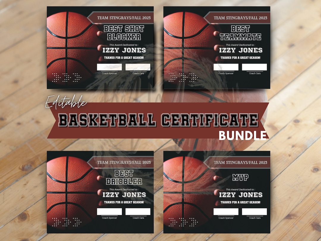 Basketball Award Certificate Editable Award Ceremony Printable End of ...