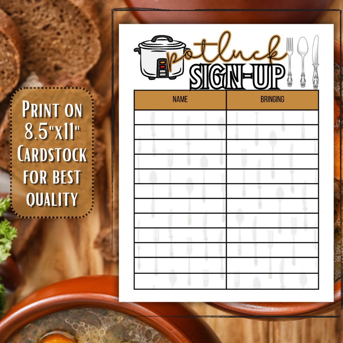 Potluck Sign up Sheet | Church Potluck Sign up PDF | Work Potluck Sign ...