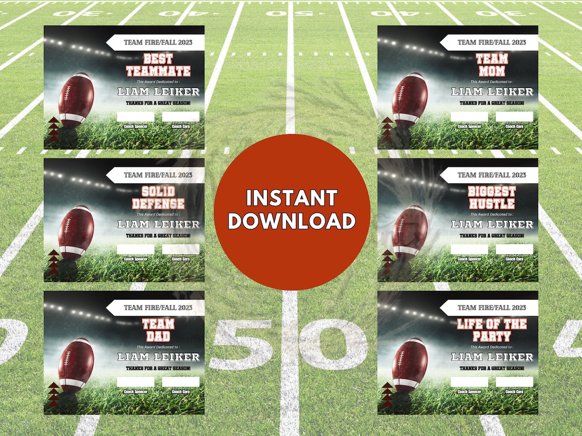 Editable Football Award Certificates, Award Ceremony Certificates, End ...