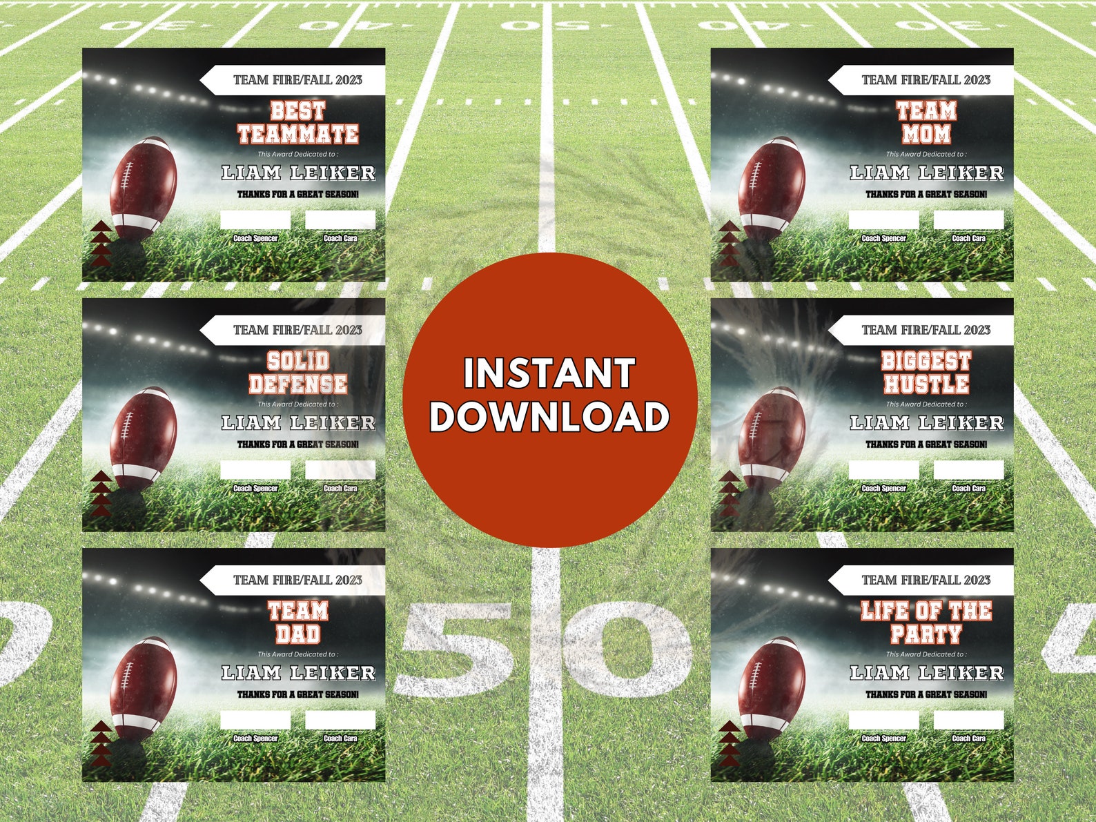 Editable Football Award Certificates, Award Ceremony Certificates, End ...