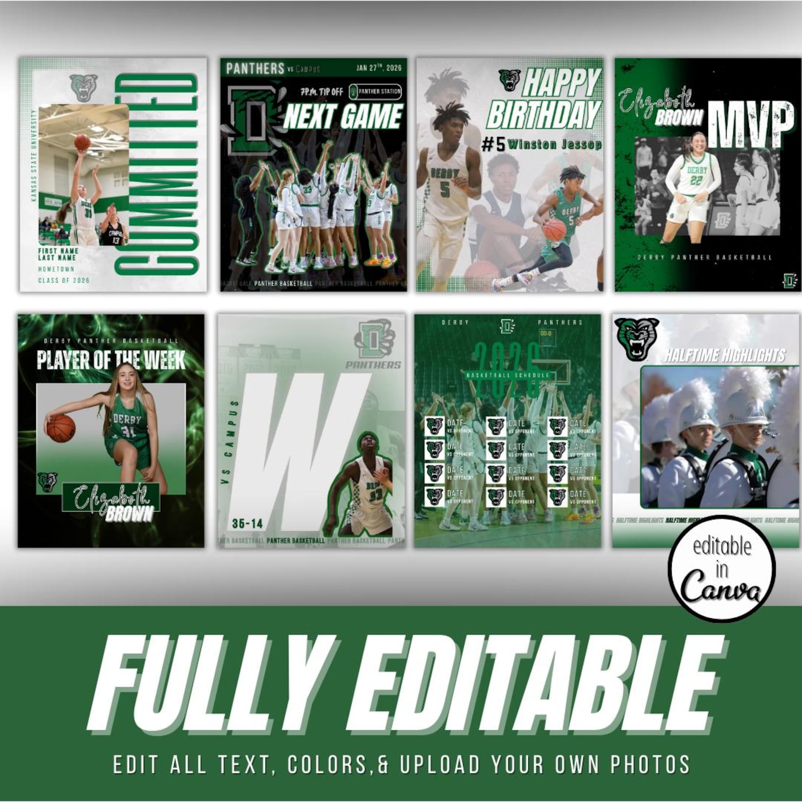 Sports Social Media Templates | 30 Editable Canva Templates | Athletic ...