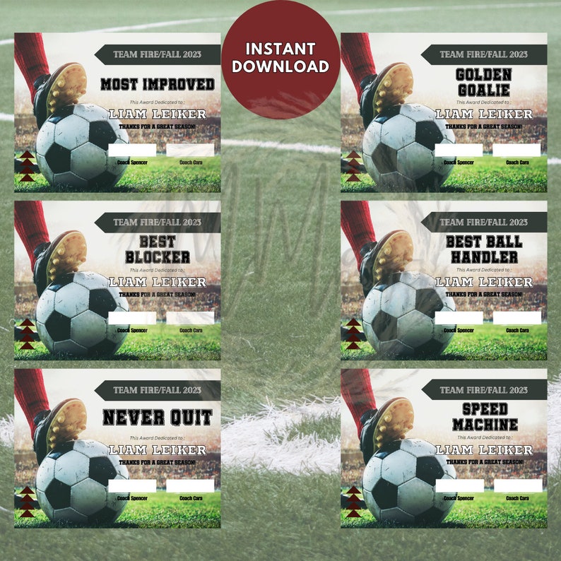 Editable Soccer Award Certificates, Award Ceremony Certificates, End of ...