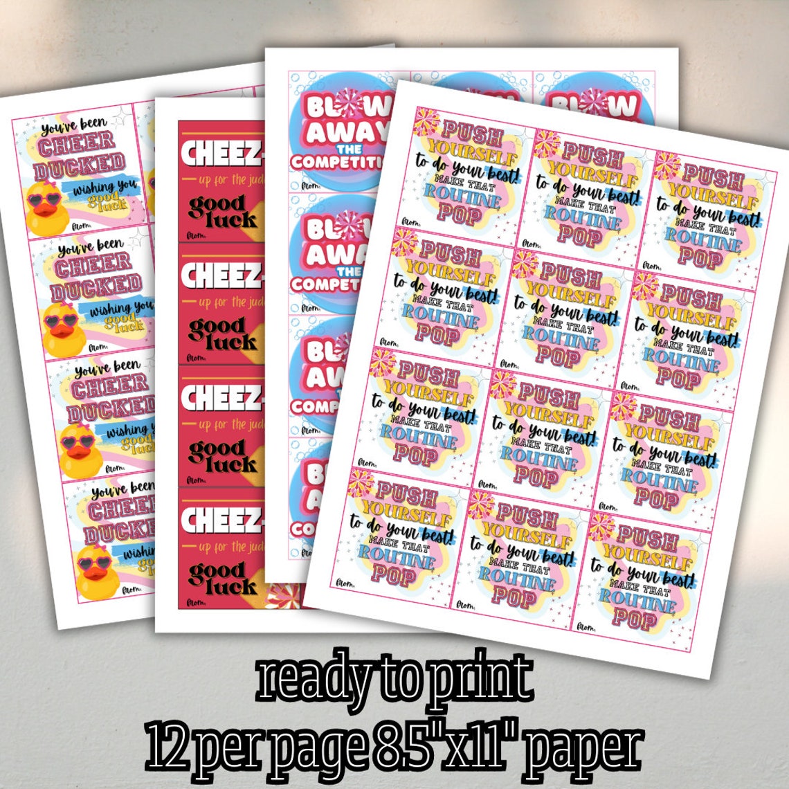 Cheer Tag Bundle of 4, Cheerleader Good Luck Treat Tag, Cheer Team ...