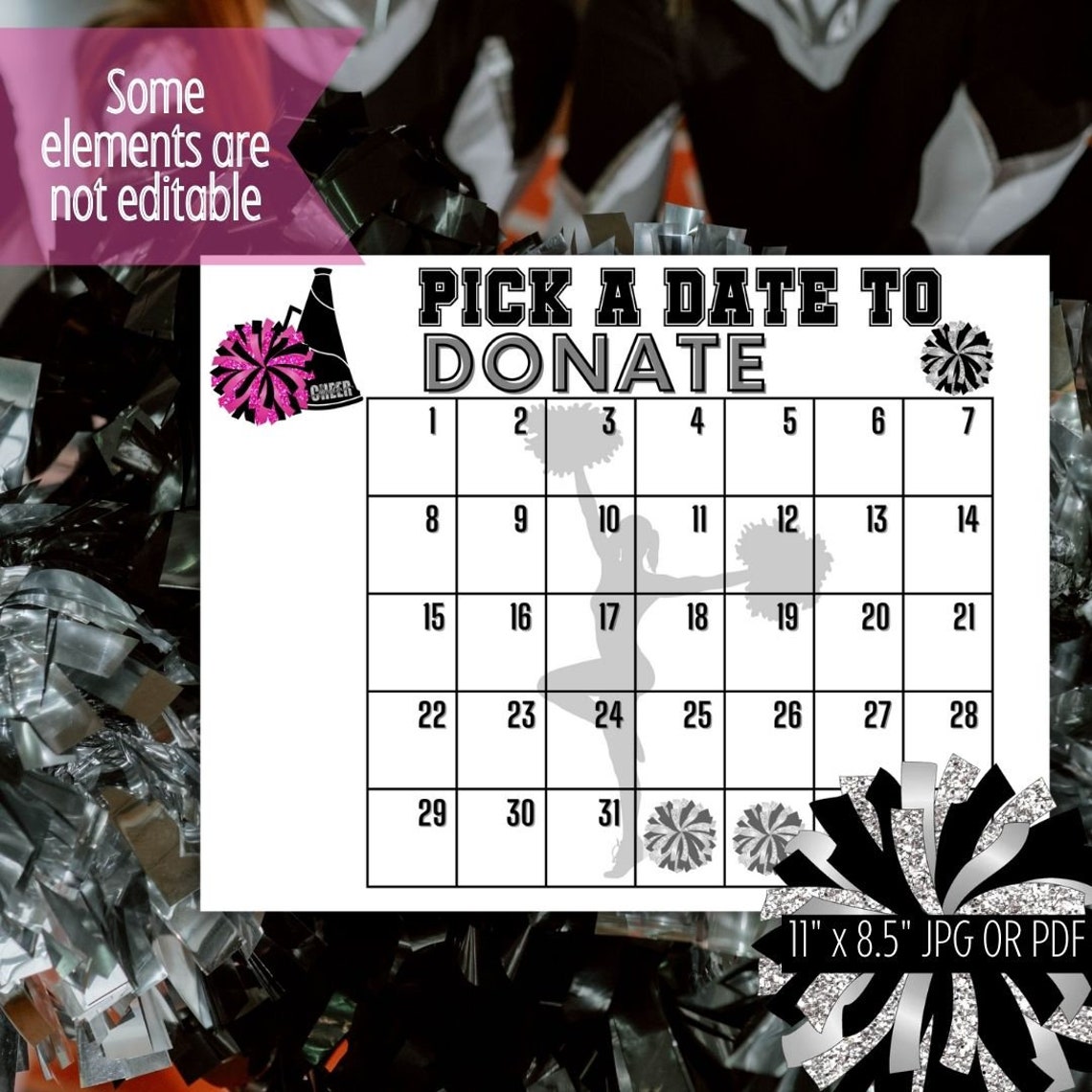 Editable Cheerleading Calendar Fundraiser Template | Clear the Board ...