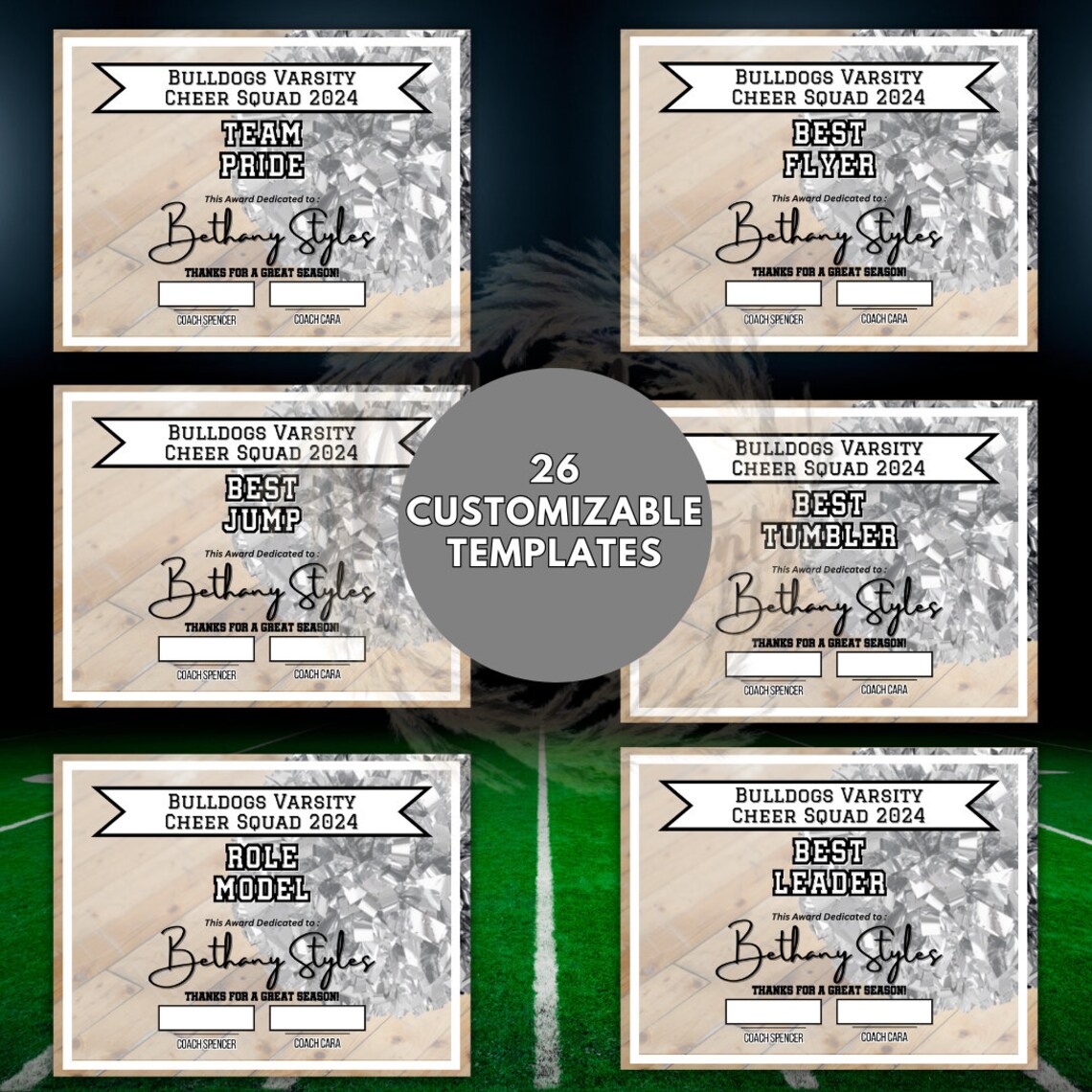 Editable Cheerleading Award Certificates, Award Ceremony Certificates ...