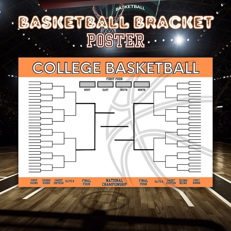 POSTER Size College Basketball Bracket Printable, Brackets, Instant ...