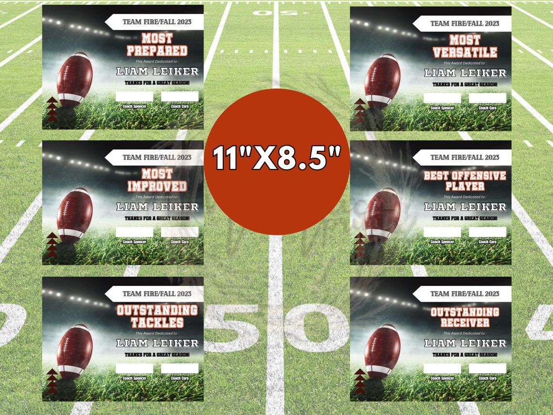 Editable Football Award Certificates, Award Ceremony Certificates, End ...