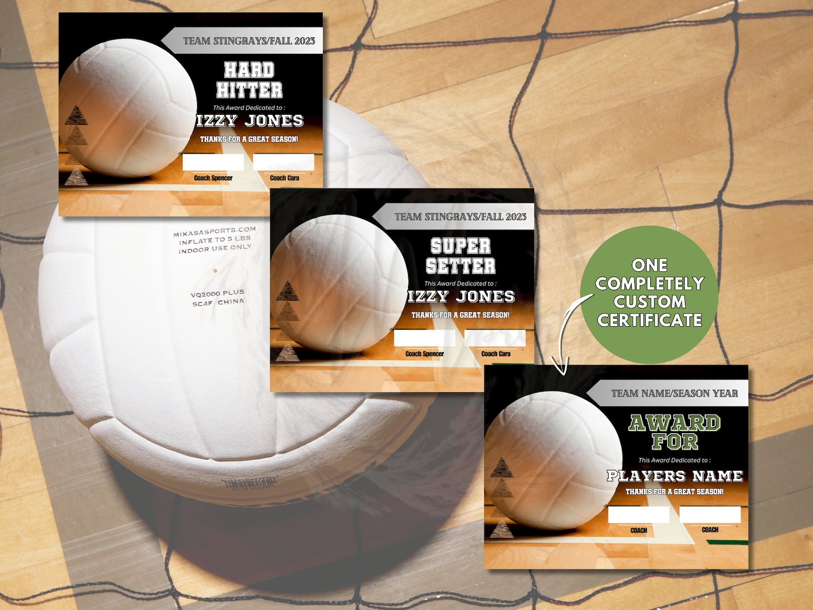 Editable Volleyball Award Certificates, Award Ceremony Certificates ...