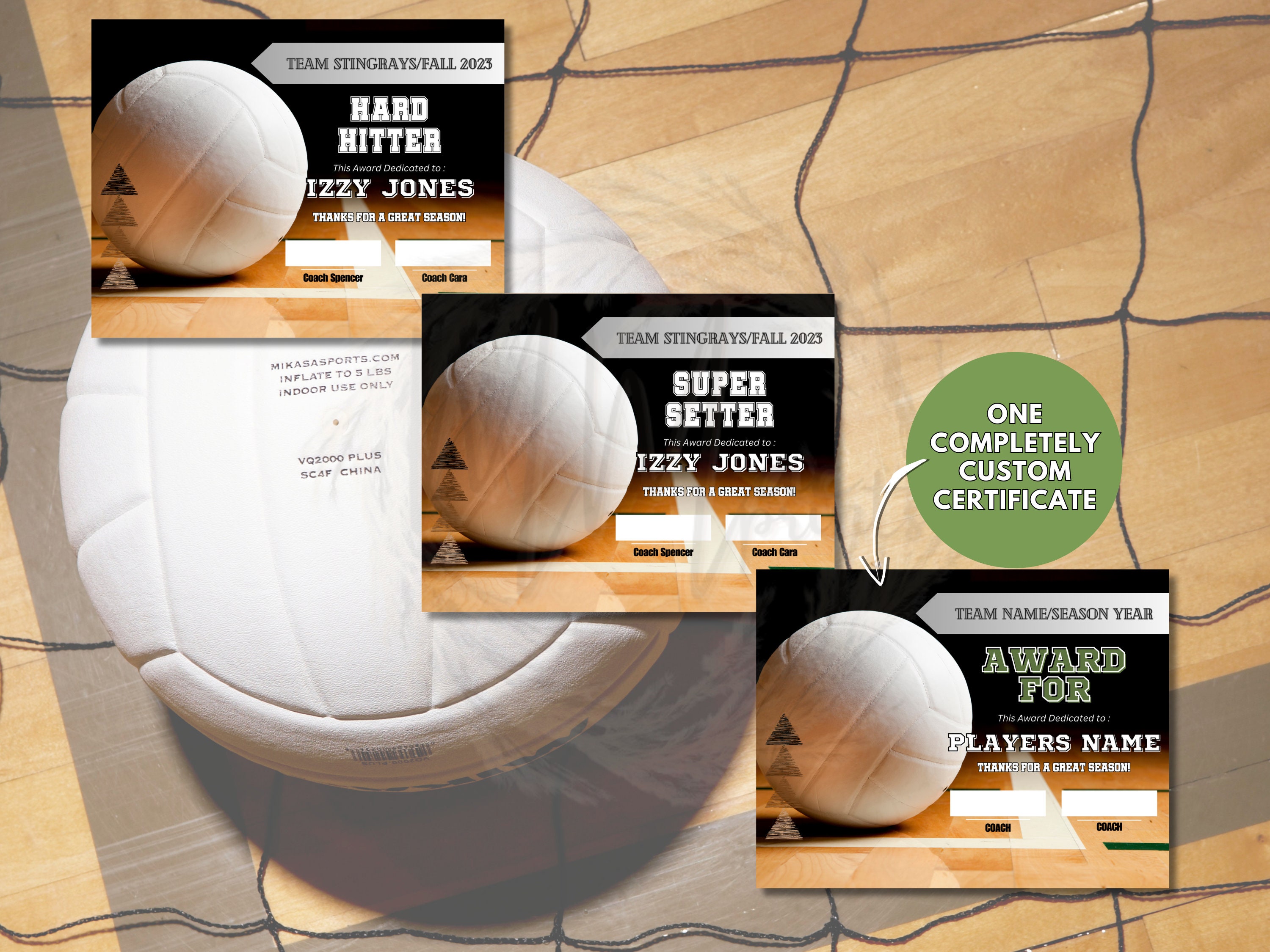 Editable Volleyball Award Certificates, Award Ceremony Certificates ...