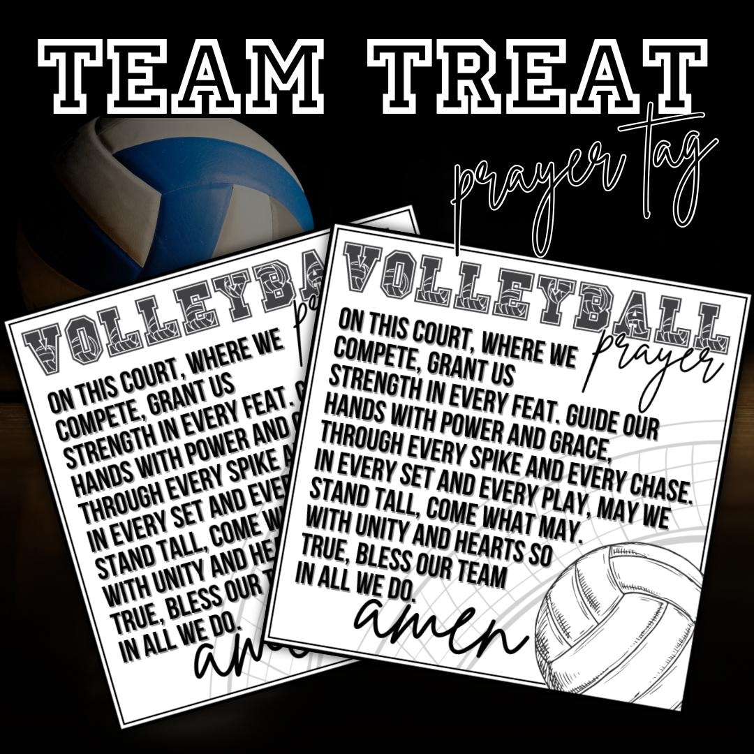 Volleyball Treat Tags, Prayer Tags, Volleyball Prayer, Game Day Prayer ...