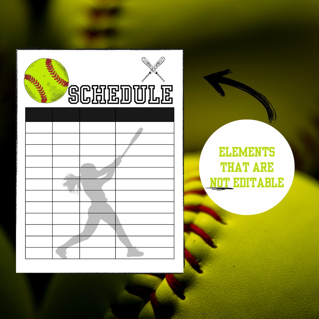 Editable Softball Team Snack Sign up Sheet, Softball Schedule Canva ...