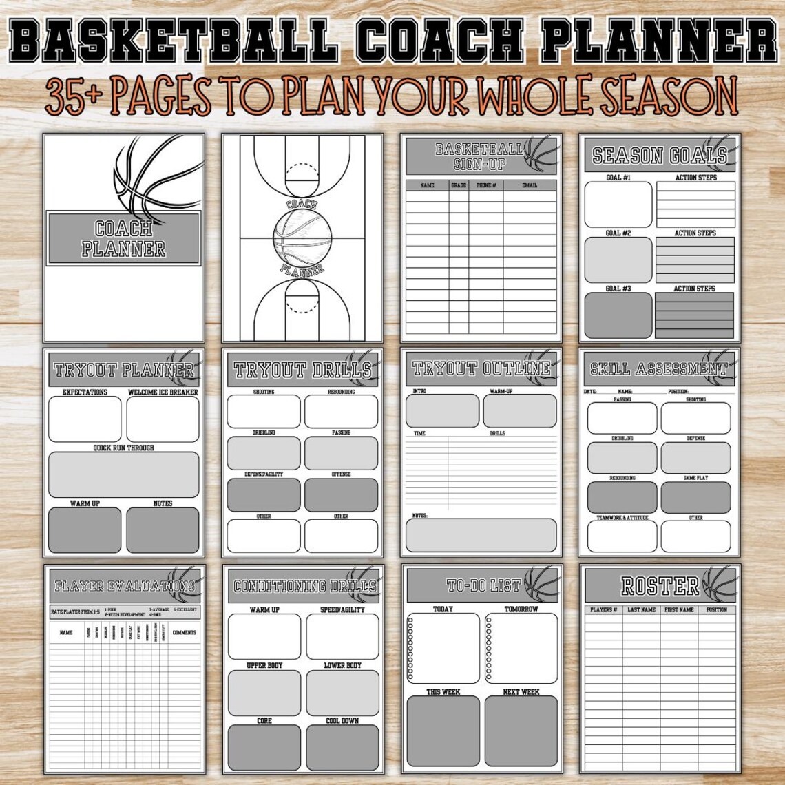 Basketball Planner, Coach Planner, Basketball Season Planner ...