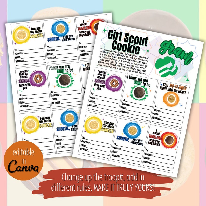 Editable Scout Cookie Gram Flyer Template, DIGITAL Scout Cookies, Scout ...