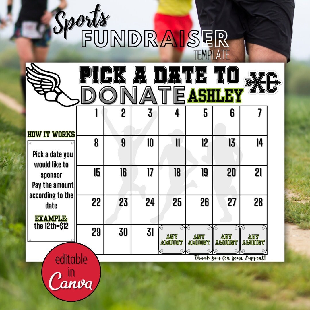 Editable Cross Country Calendar Fundraiser Template | Clear the Board ...