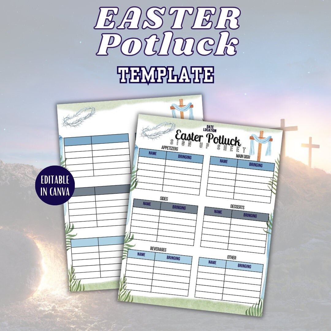 Easter Potluck Sign up Sheet EDITABLE | Holiday Potluck Sign up PDF ...